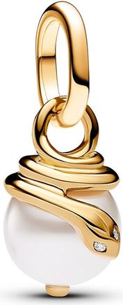 Pandora ME Schlangen Perlmutt Mini-Charm-Anhänger aus Sterling Silber mit vergoldeter Metalllegierung und Zirkonia, Kompatibel ME und Moments Armbändern, 7633