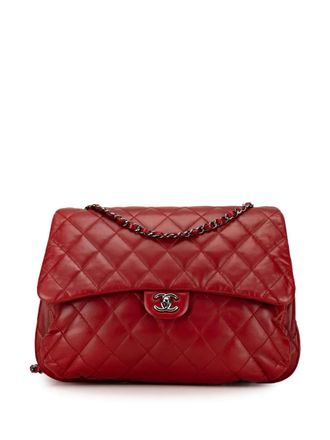 Chanel sac porté épaule Maxi Lambskin 3 Accordion Flap (2011) - Rouge