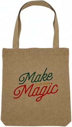 Fabulous Sac Shopping Tote Bag Aspect Lin - Make your Own Magic Vintage 70s Retro Typo - Sac de Courses Toile Epaisse 360g Beige Naturel Cabas Port&eacute; Epaule Sol