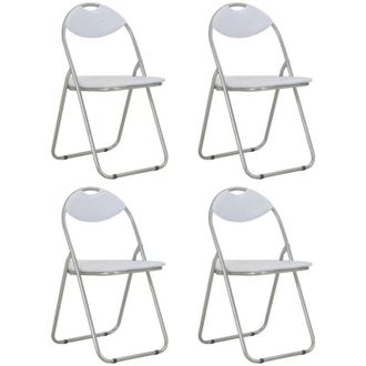 vidaXL Vidaxl - Chaises pliantes &agrave; manger lot de 4 blanc similicuir