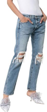 Khaite Blue Denim Kyle Distressed Jeans Size XS