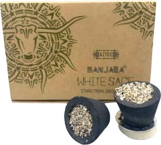 Banjara Banjara Weihrauch Harz Tassen - 6 Tassen - Handgefertigt - Made in Indien (Wei&szlig;er Salbei)