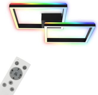 Briloner Leuchten - Deckenlampe RGB, Backlight Deckenleuchte LED, Dimmbar, Farbtemperatur einstellbar, LED Frame RGB, Fernbedienung, Schwarz