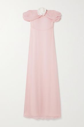 Bernadette Blair Schulterfreies Maxikleid Aus Seiden-georgette Mit Applikation - Pink