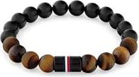 Tommy Hilfiger Jewelry Bracelet en Perles pour Homme avec des Perles en Onyx Noir, OEil de Tigre et Bois Sombre - 2790631