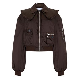 Ganni Duchesse Nylon Bomberjacke - - Jackets - Damen - Braun - S