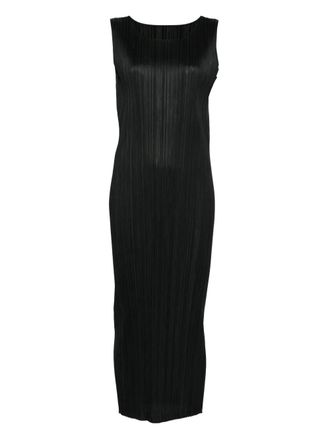 Pleats Please Issey Miyake robe sans manches à col rond - Noir