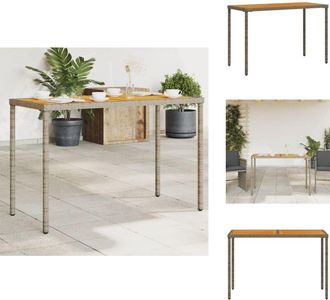 vidaXL Gartentisch mit Akazienholz-Platte Grau 115x54x74cm Poly Rattan - Gartentisch - Esstisch - Outdoortisch - Terrassenm&ouml;bel - Gartenm&ouml;belset