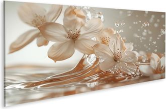 Islandburner Bild auf Leinwand Blumen im Wasser mit Tropfen f&uuml;r Schlafzimmer Naturfreunde Wellness-Spa Bilder Wandbilder Poster