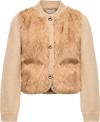Moncler Moncler Alpaca & Wool Blend Padded Cardigan, Women, Beige, Size: Xl