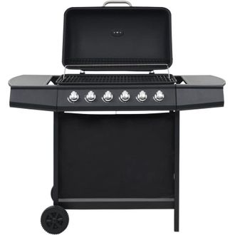 vidaXL Vidaxl - Barbecue au gaz avec 6 zones de cuisson Acier Noir