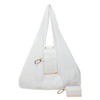 Generic Mini sac fourre-tout pliable et r&eacute;utilisable avec porte-cl&eacute;s, sac &agrave; main extensible &eacute;tanche pour un usage quotidien, blanc, 33*27*26cm/12.99*10.66*10.