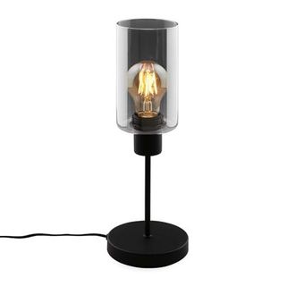 Briloner Lampe de chevet, verre fum&eacute;, interrupteur &agrave; fil Lampe de bureau, lampe de table E27 pour Home Office, lampe de lecture, noir