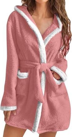Generic Robes de chambre chaudes et douillettes pour femmes | Peignoirs courts et moelleux en flanelle pour femmes, v&ecirc;tements de salon, v&ecirc;tements de nuit, pei