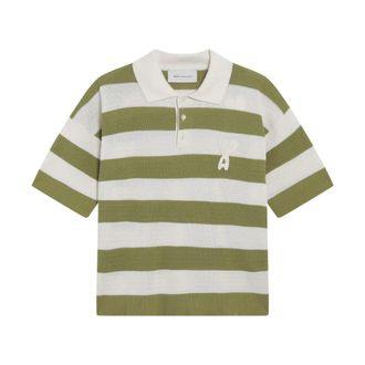 Ami Homme, Tops, Multicolore, Taille: S Polo &agrave; Manches Courtes avec Patch Crochet&eacute;