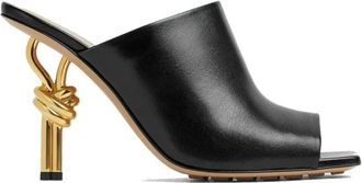 Bottega Veneta Slipper & Pantoletten - Knot Detail Black Leather Mules - Gr. 37,5 (EU) - in Schwarz - f&uuml;r Damen