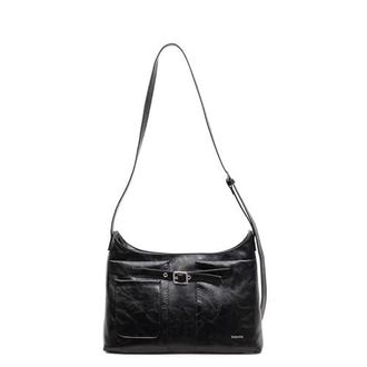 Generic Sac &agrave; bandouli&egrave;re en cuir synth&eacute;tique de couleur unie avec sangle r&eacute;glable, grande capacit&eacute;, pour l&eacute;cole, le travail, un usage quotidien, Noir, 400.00