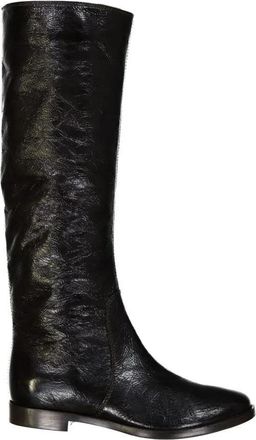Sergio Rossi Stiefel - Leather Boots With Patent Finish - Gr. 35 (EU) - in Schwarz - für Damen