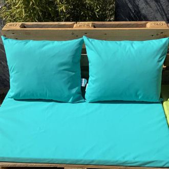 HOME MAISON Homemaison - Ensemble de 2 coussins ext&eacute;rieurs pour salon palette Turquoise 50x60 cm