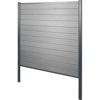Hhg WPC-Sichtschutz Savoie, Windschutz Zaun, Alu-Pfosten zum Einbetonieren Basiselement, 190cm grau