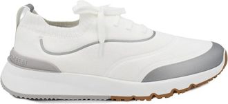 Brunello Cucinelli Homme, Chaussures, Blanc, Taille: 44 EU Techno Cotton Knit Runners