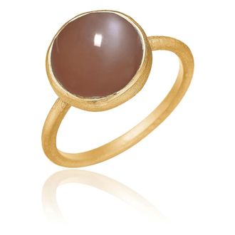 Frk. Lisberg Femme, Accessoires, Jaune, Taille: 50 MM Bague en argent avec pierre de lune p&ecirc;che