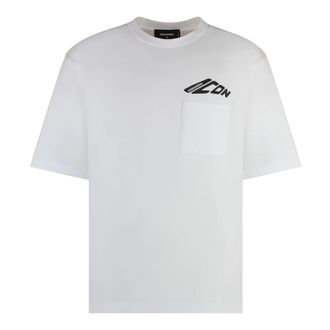 Dsquared2 Icon New Generation Locker geschnittenes T-Shirt mit Tasche - - Tops - Herren - Wei&szlig; - S