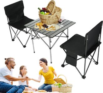 Generic Klappst&uuml;hle f&uuml;r den Au&szlig;enbereich, klappbarer Campingtisch mit St&uuml;hlen, leicht, aus Oxford-Gewebe, kompakt und tragbar, Campingausr&uuml;stung f&uuml;r Erwachsen