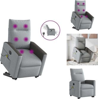 vidaXL Elektrischer Massagesessel mit Aufstehhilfe Hellgrau Stoff - Massagesessel Mit Aufstehhilfe - Massagesessel - Relaxsessel - Sessel