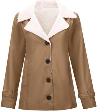 Generic 2026 Vestes pour femmes &agrave; manches longues et veste rembourr&eacute;e chaude de couleur unie pour femme, kaki, 4XL