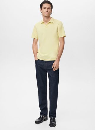 Mango Polo coton piqué jaune fluo - Homme - XXL - MANGO MAN