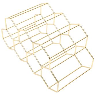 DOITOOL Nordisches Weinregal aus Eisen in Gold Stabiles Hohles Flaschenst&auml;nder Design Tisch weinhalter f&uuml;r Kabinett Bar und Wohnzimmerdekoration Langlebiger W