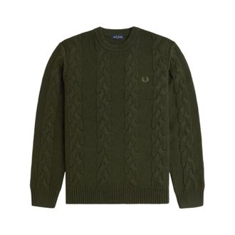 Fred Perry Cable Knit Jumper - - Knitwear - Herren - Gr&uuml;n - M