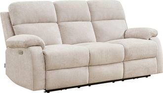 Vente-Unique 3-Sitzer-Sofa elektrisch mit Massagefunktion - Chenille-Stoff - Beige - KOCENI