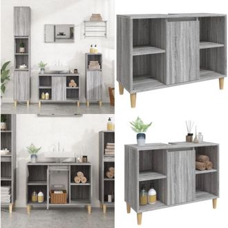 vidaXL Vidaxl - Waschbeckenunterschrank Grau Sonoma 80x33x60 cm Holzwerkstoff - Waschbeckenunterschrank - Badezimmerm&ouml;bel - Schubladen - Spiegelschrank