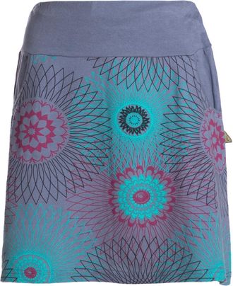 vishes Alternative Bekleidung - Damen Mini-Rock Baumwolle Mandala-Muster extra breiter Bund mit Kordel-Zug und Taschen grau 40