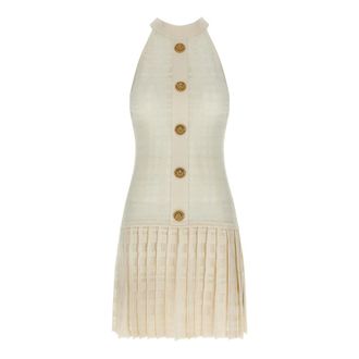 Balmain Femme, Robes, Blanc, Taille: 38 FR Mini-robe en maille tartan