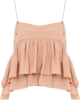 Chlo&eacute; Femme, Tops, Rose, Taille: 36 FR Sleeveless Ruffle Top
