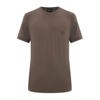 Giorgio Armani Homme, Tops, Brun, Taille: 2XL T-shirt col rond en jersey de viscose stretch