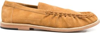 Paura Homme, Chaussures, Jaune, Taille: 41 EU Ruched Suede Mocassins