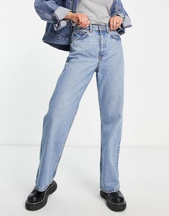 Dr. Denim Echo - Jeans in heller Waschung mit superhohem Bund und weitem Bein-Blau