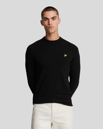 Lyle & Scott Lambswool-Mischung Rundhals-Pullover - Jet Black Marl