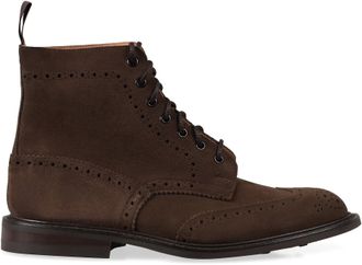 Trickers Mens Stow Lace-Up Ankle Boots Brown Rubber