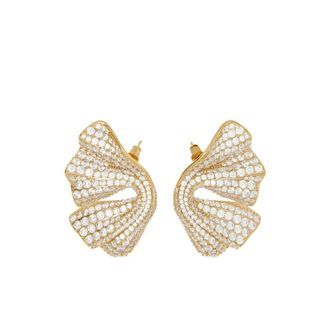 Ferragamo Femme, Accessoires, Jaune, Taille: ONE Size Boucles doreilles dor&eacute;es orn&eacute;es de strass