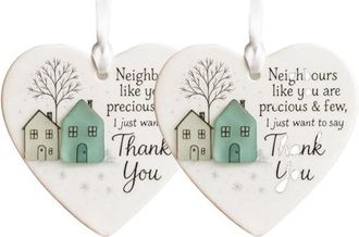 Generic Lot de 2 d&eacute;corations damiti&eacute; en forme de coeur en forme de coeur en c&eacute;ramique &agrave; suspendre pour sapin de No&euml;l, cadeaux damiti&eacute; intemporels pour meilleu