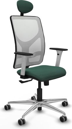 Piqueras y Crespo Gr&uuml;ner Schreibtischstuhl mit wei&szlig;en und schwarzen Armlehnen, h&ouml;henverstellbarer Lendenwirbelst&uuml;tze und festem Kopfteil, ausgestattet mit 3 Positionen,