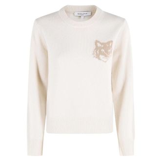 Maison Kitsun&eacute; Round-Neck Strickwaren - - Knitwear - Damen - Wei&szlig; - L