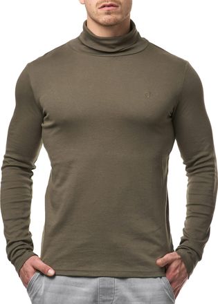 Indicode Herren Eagon Langarmshirt mit Rollkragen | Langarm Shirt Longsleeve für Männer Army, M