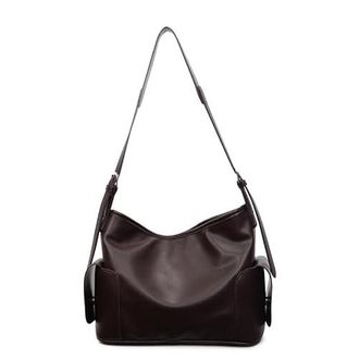 Generic Sac &agrave; bandouli&egrave;re en forme de croissant en polyur&eacute;thane multi-poches avec poign&eacute;e sur le dessus - Couleur unie - Grand sac pour femme - Pour le travai