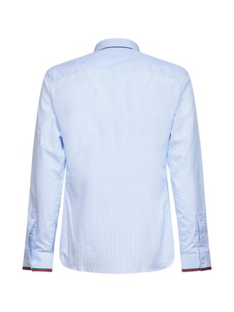 Gucci Mens Shirt Light Blue Cotton Web-Trim